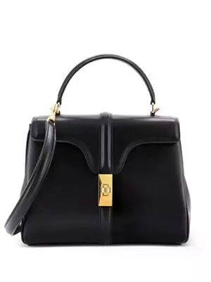 Celine 16 Top Handle Bag Smooth Calfskin Small Satchel - Black