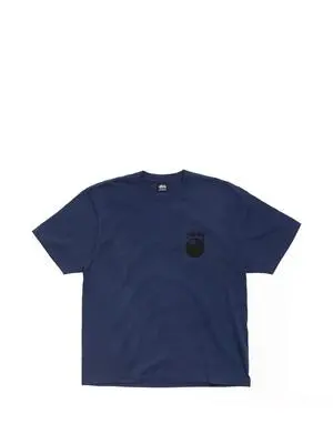 StÜssy 8 Ball Pigment-dyed Logo-print T-shirt - Blue