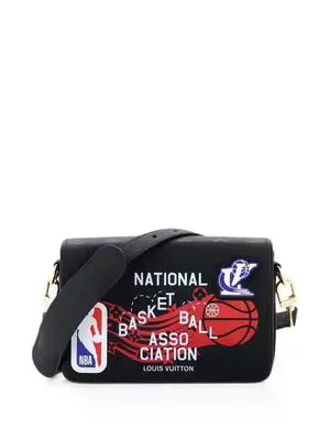 LOUIS VUITTON X Nba Studio Messenger Bag Printed Monogram Embossed Leather Crossbody Bag