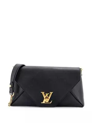 LOUIS VUITTON Love Note Chain Clutch Leather Crossbody Bag - Black