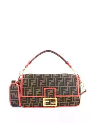 Fendi Baguette Nm Bag Zucca Canvas Medium Shoulder Bag - Pink