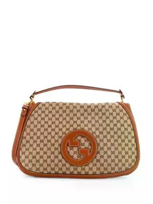 Gucci Blondie Nm Top Handle Bag Gg Coated Canvas With Leather Maxi Satchel - Brown