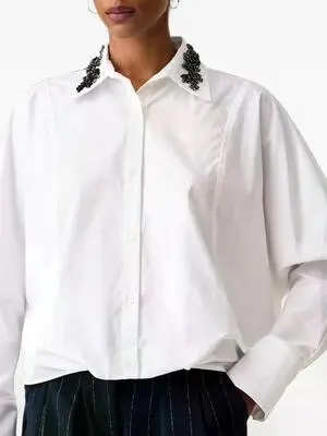 ERMANNO FIRENZE Bead-embellished Poplin Shirt