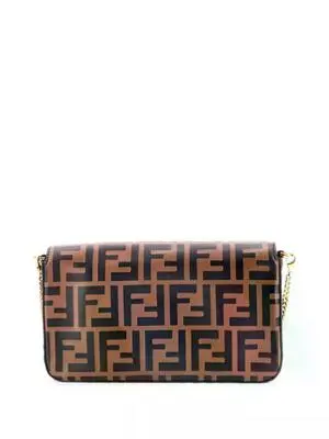 Fendi F Is Envelope On Chain Zucca Embossed Leather Clutch Bag
