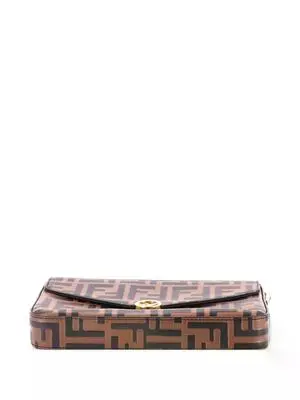 Fendi F Is Envelope On Chain Zucca Embossed Leather Clutch Bag