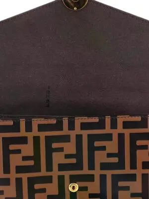 Fendi F Is Envelope On Chain Zucca Embossed Leather Clutch Bag