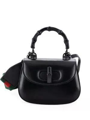 Gucci Bamboo 1947 Top Handle Bag Leather Mini Shoulder Bag - Black