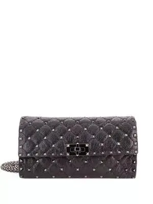 Valentino Garavani Rockstud Spike Wallet On Chain Quilted Leather Small Crossbody Bag - Black