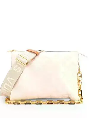 LOUIS VUITTON Coussin Bag Monogram Embossed Lambskin Pm Crossbody Bag - White