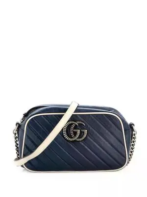 Gucci Gg Marmont Shoulder Bag Diagonal Quilted Leather Small Crossbody Bag - Blue