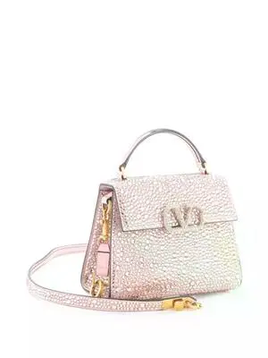 Valentino Garavani Vsling Top Handle Bag Crystal Embellished Leather Mini Shoulder Bag