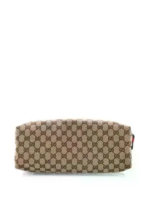 Gucci Web Strap Zip Messenger Bag Gg Canvas Medium Crossbody Bag