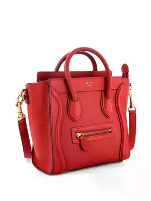 Celine Luggage Bag Grainy Leather Nano Crossbody Bag - Red