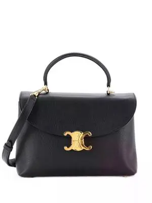 Celine Nino Top Handle Bag Leather Medium Satchel - Black