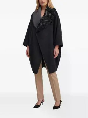 Dolce & Gabbana Floral-appliqué Shawl-lapel Coat - Black