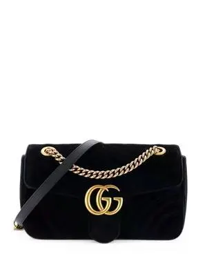 Gucci Gg Marmont Flap Bag Matelasse Velvet Small Shoulder Bag