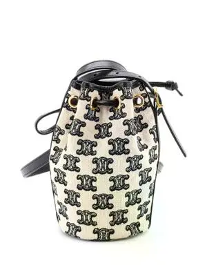 Celine Drawstring Triomphe Canvas Micro Bucket Bag