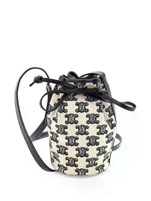 Celine Drawstring Triomphe Canvas Micro Bucket Bag
