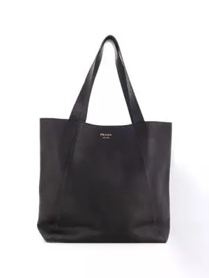Prada Open Shopper Tote Soft Grain Leather Large Shoulder Bag