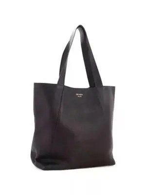 Prada Open Shopper Tote Soft Grain Leather Large Shoulder Bag