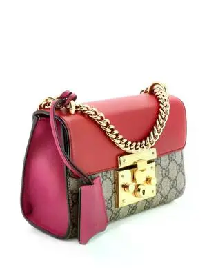 Gucci Padlock Shoulder Bag Gg Coated Canvas And Leather Small Crossbody Bag - Red