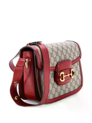 Gucci Horsebit 1955 Shoulder Bag Gg Coated Canvas With Leather Small Crossbody Bag - Brown