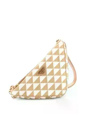 Prada Double Symbole Triangle Bag Leather And Jacquard Mini Shoulder Bag