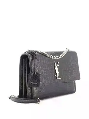 Saint Laurent Sunset Crocodile Embossed Leather Medium Crossbody Bag