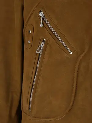 COOR Stand Collar Suede Zip Jacket
