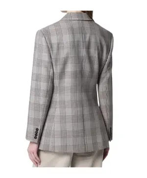 ANINE BING Aretha Plaid Button Blazer