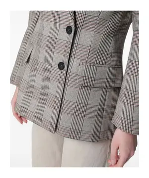 ANINE BING Aretha Plaid Button Blazer