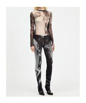 JEAN PAUL GAULTIER Mesh Flare Pants Printed 'smoking Women