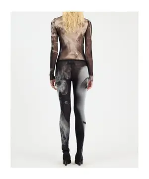 JEAN PAUL GAULTIER Mesh Flare Pants Printed 'smoking Women