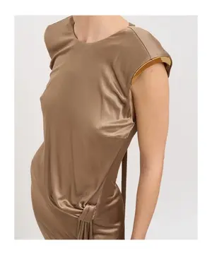 Elisabetta Franchi Pleated Gown With A Slit