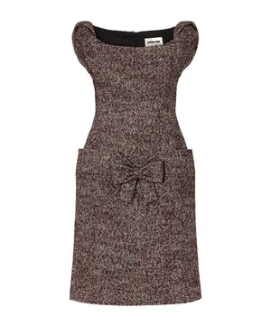 SHUSHU/TONG Bow-detailed Herringbone Midi Dress