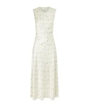 DÔEN Floral-print Silk-satin Midi Dress - Blue