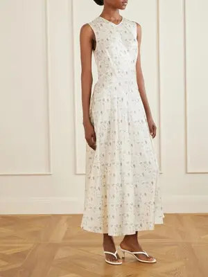 DÔEN Floral-print Silk-satin Midi Dress