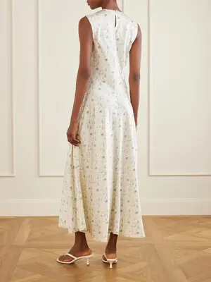 DÔEN Floral-print Silk-satin Midi Dress