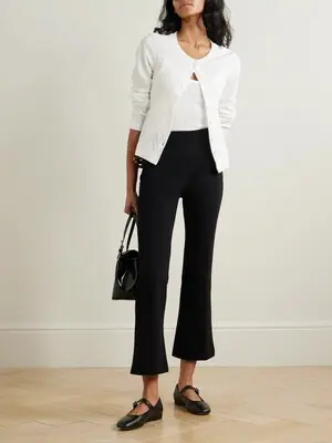 LESET Rio Cropped Stretch-ponte Flared Pants
