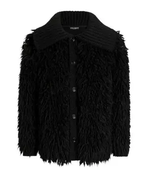 Dolce & Gabbana Fur-effect Knit Cardigan - Black