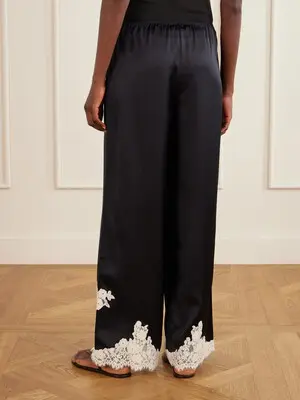 DÔEN Silk Trousers With Lace Trim