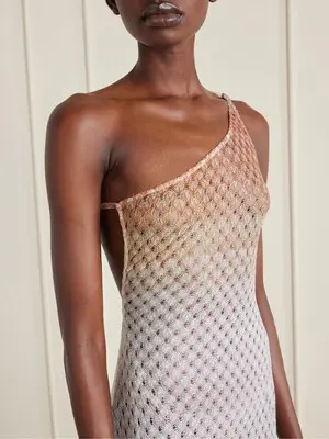 Missoni One-shoulder Metallic Crochet-knit Coverup