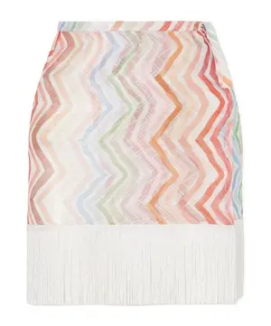 Missoni Striped Fringed Crochet-knit Wrap Mini Skirt