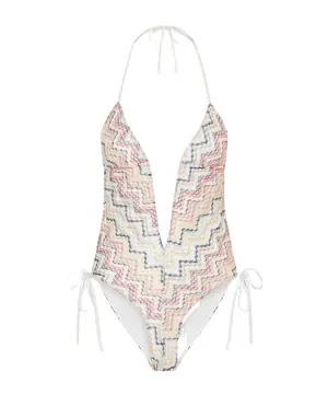 Missoni Striped Crochet-knit Halterneck Swimsuit - No