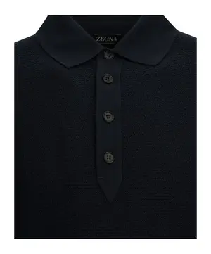 Zegna Oasi Cashmere Textured Polo Shirt - No