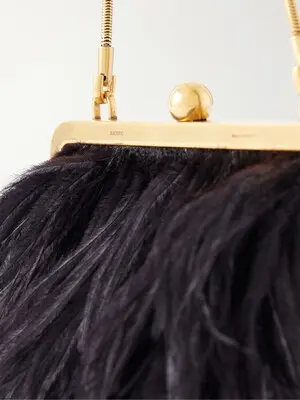 Khaite Feather-trimmed Satin Shoulder Bag