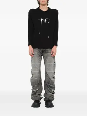 THUG CLUB Bulk Shoulder Waffle-knit Hoodie