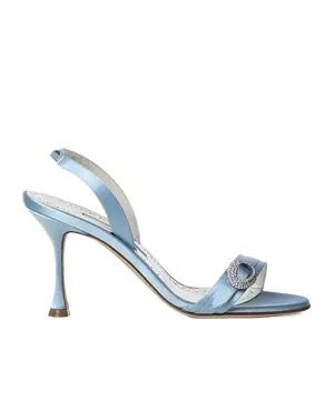 Manolo Blahnik Crystal Buckle Heeled Sandals - No