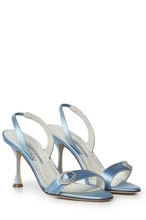 Manolo Blahnik Crystal Buckle Heeled Sandals - No