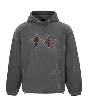 THUG CLUB Rock Distressed-details Hoodie
